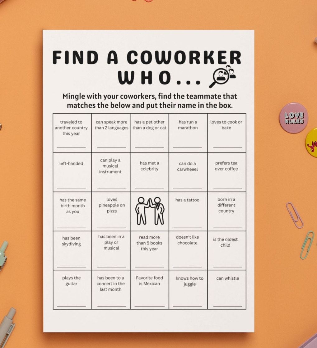 Office Games Bingo Get to Know Coworker New Employee Printable ...