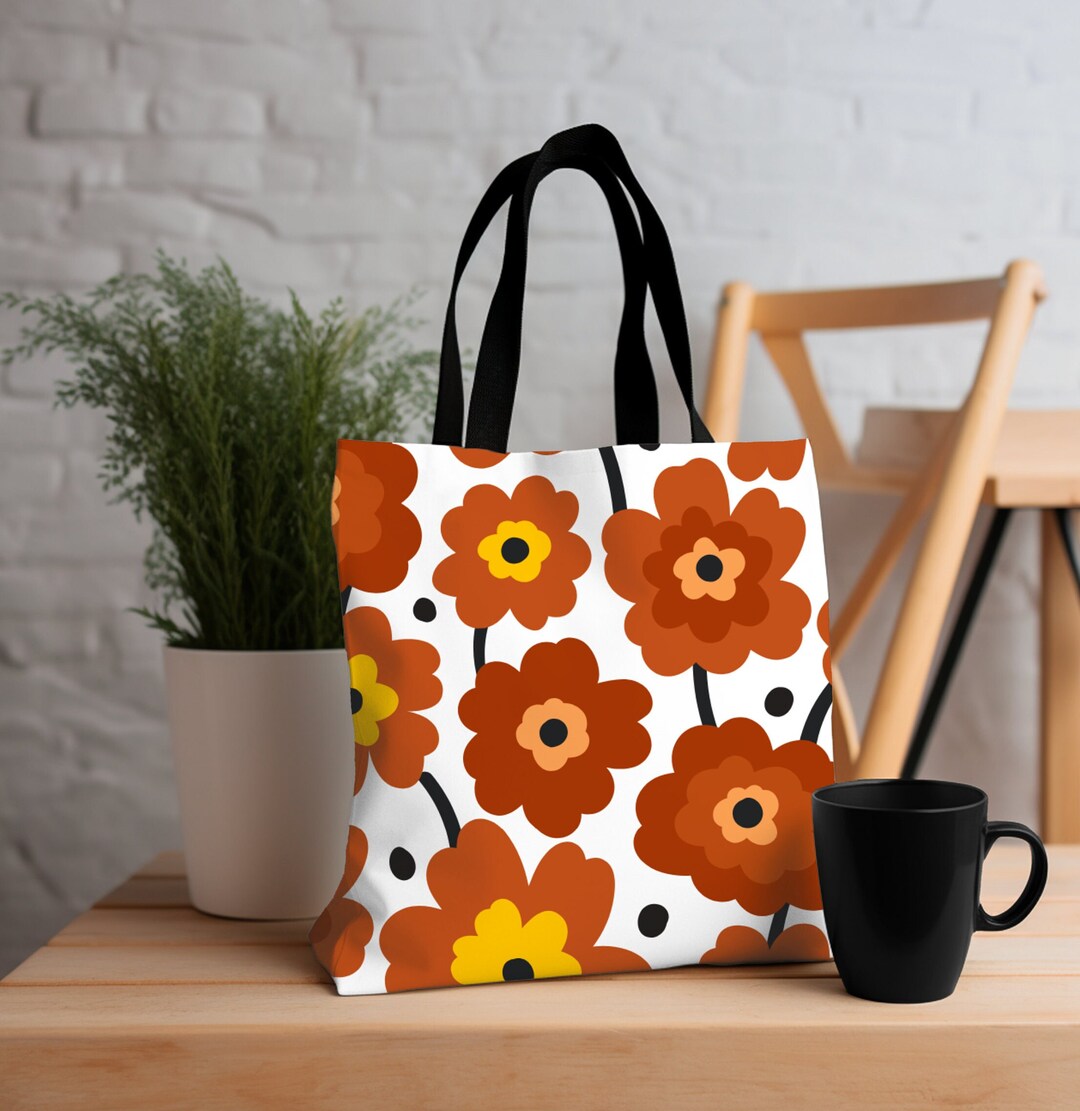 Poppy Flowers Bag Marimekko Pattern Fabric Handbag Red Poppies Mekko ...