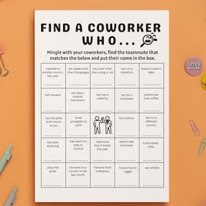 Office Games Bingo Get to Know Coworker New Employee Printable ...