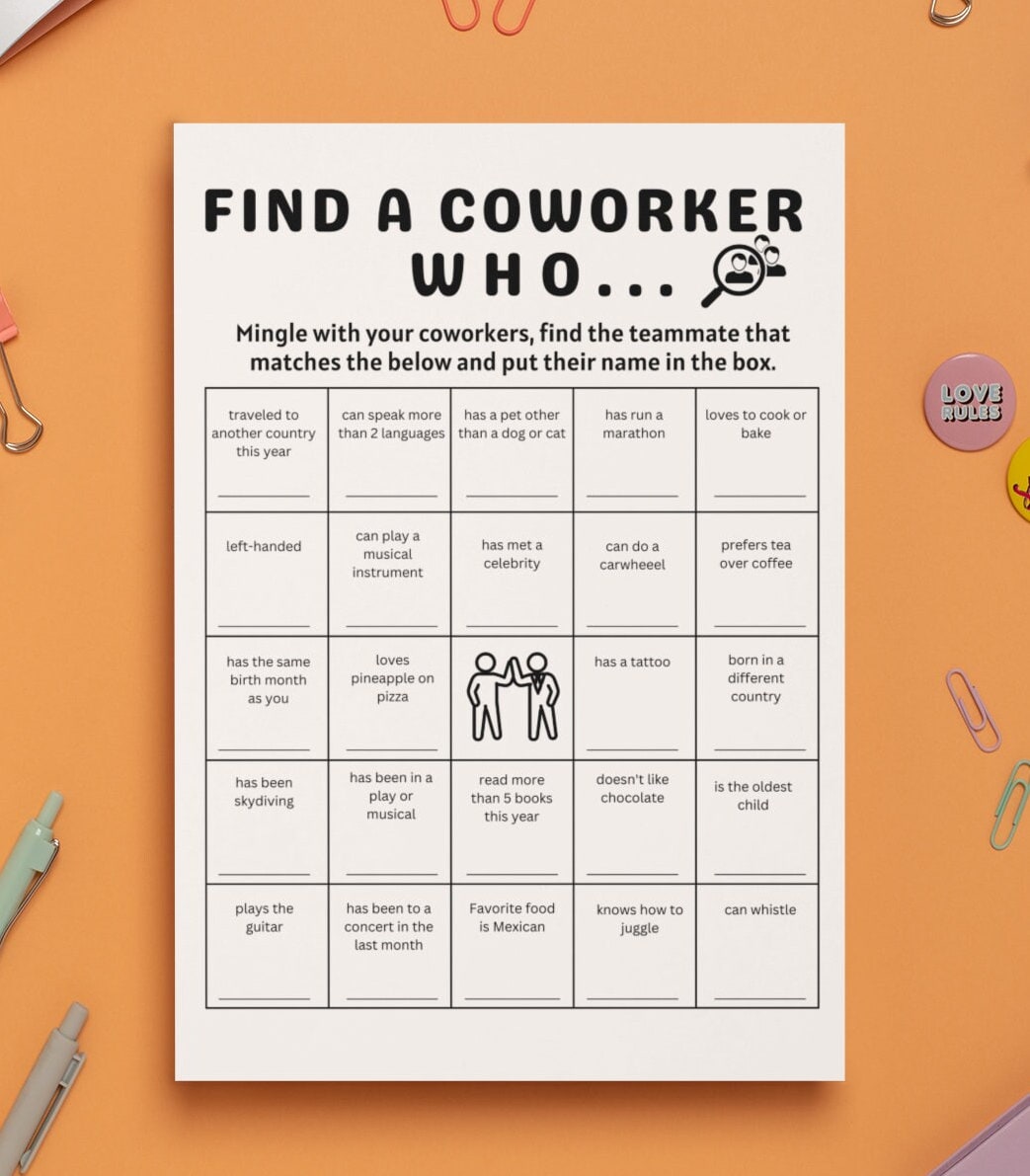 Coworker Bingo Icebreaker Game | Team Building Activity (printable) - Etsy