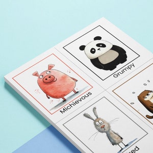 Animals Theme Emotion Feelings Printable Flashcard Kids Toddler ...