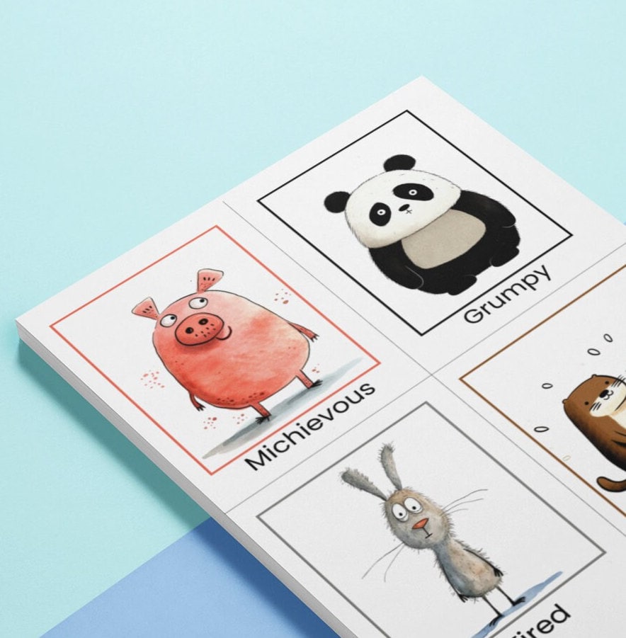 Printable Flashcards Preschool Emotions Cards Zoo Farm Animal Kid ...