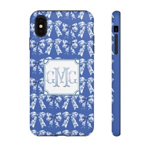 Blue Coquette Phone Case Custom iPhone 16 Personalized French Bows ...