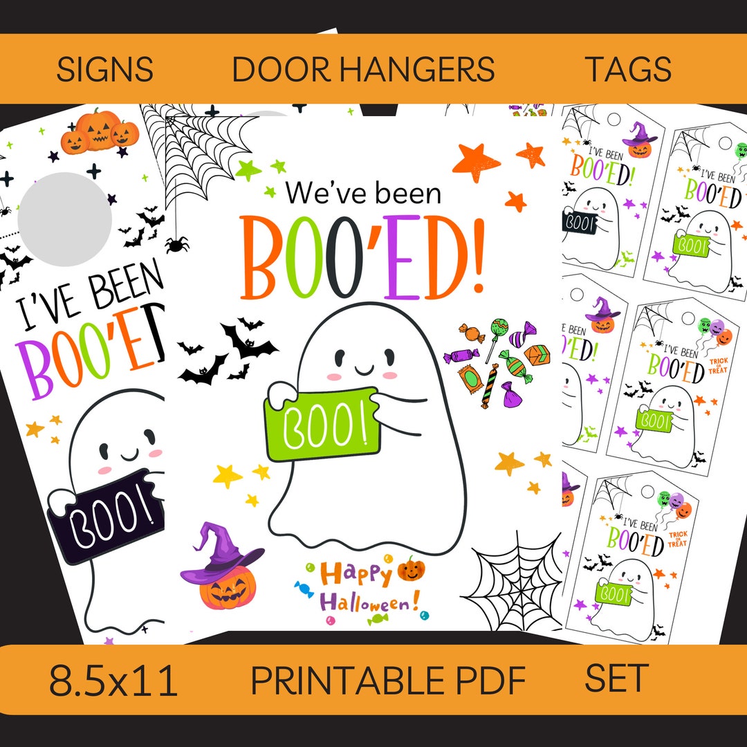 Teacher Printable Halloween Game Set Been Booed Bundle Door Hanger ...