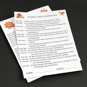 Thanksgiving Trivia Game | Family Dinner, Friendsgiving (printable PDF ...