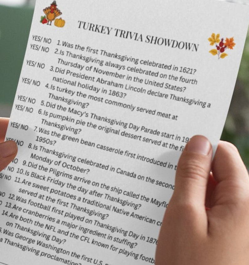 Thanksgiving Trivia Game | Family Dinner, Friendsgiving (printable PDF ...