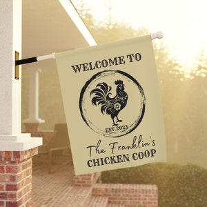 Custom Chicken Coop Farm Sign With Last Name - Personalized Yard Flag ...