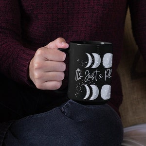Moon Phases Mug Black Lunar Coffee Cup Celestial Mug Ceramic Crescent ...