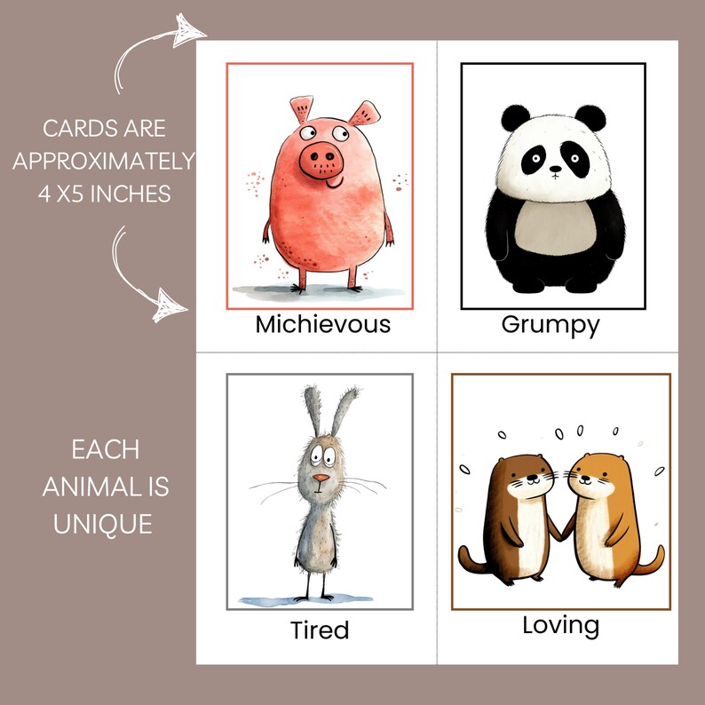 Printable Flashcards Preschool Emotions Cards Zoo Farm Animal Kid ...