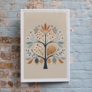 Boho Tree Wall Art Poster Scandinavian Folk Art Scandi Tree of Life ...