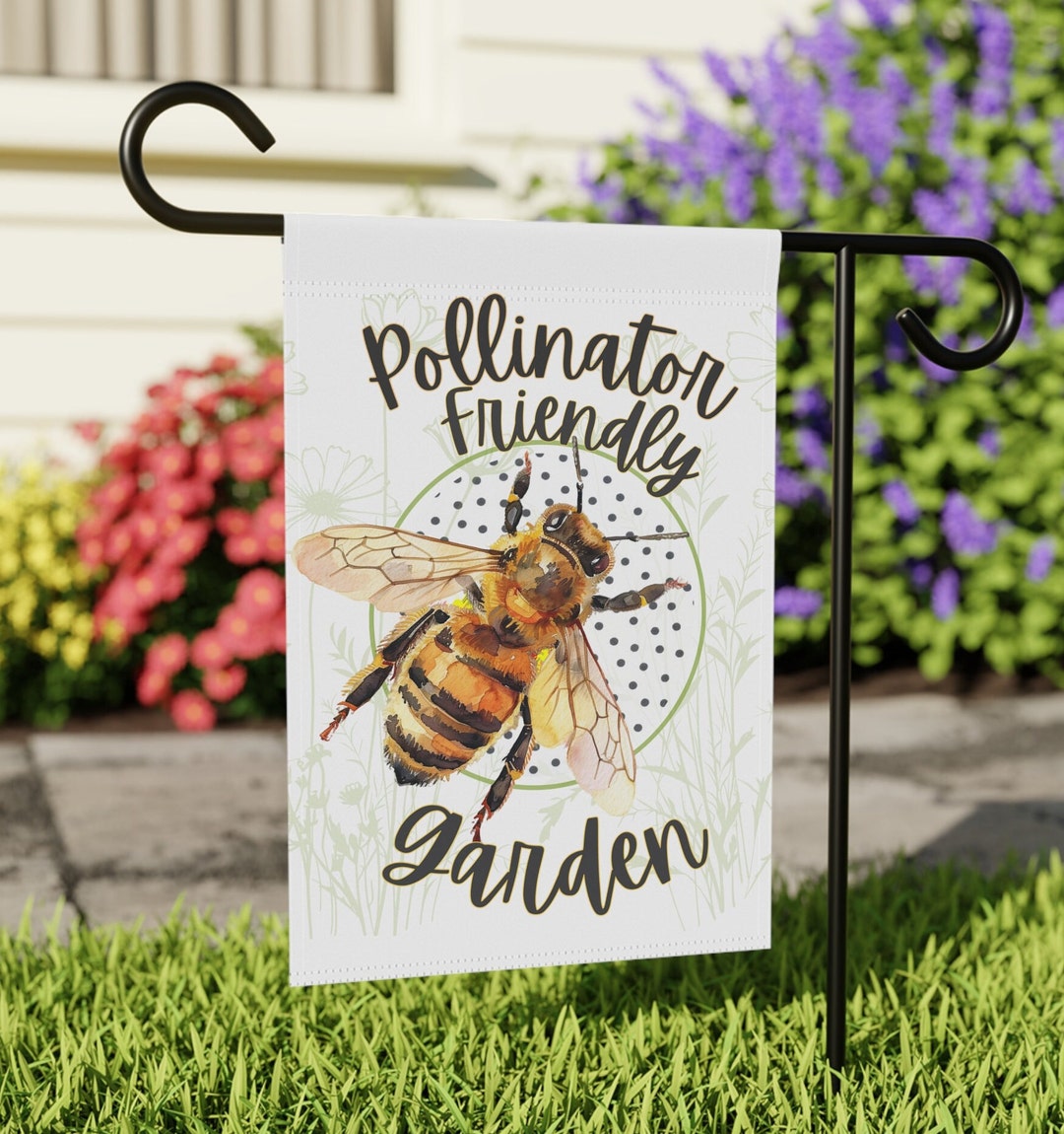 Bee Flag Garden Sign - Organic Pollinator-friendly Habitat for Honey ...