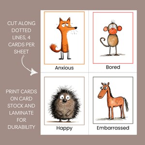 Animals Theme Emotion Feelings Printable Flashcard Kids Toddler ...