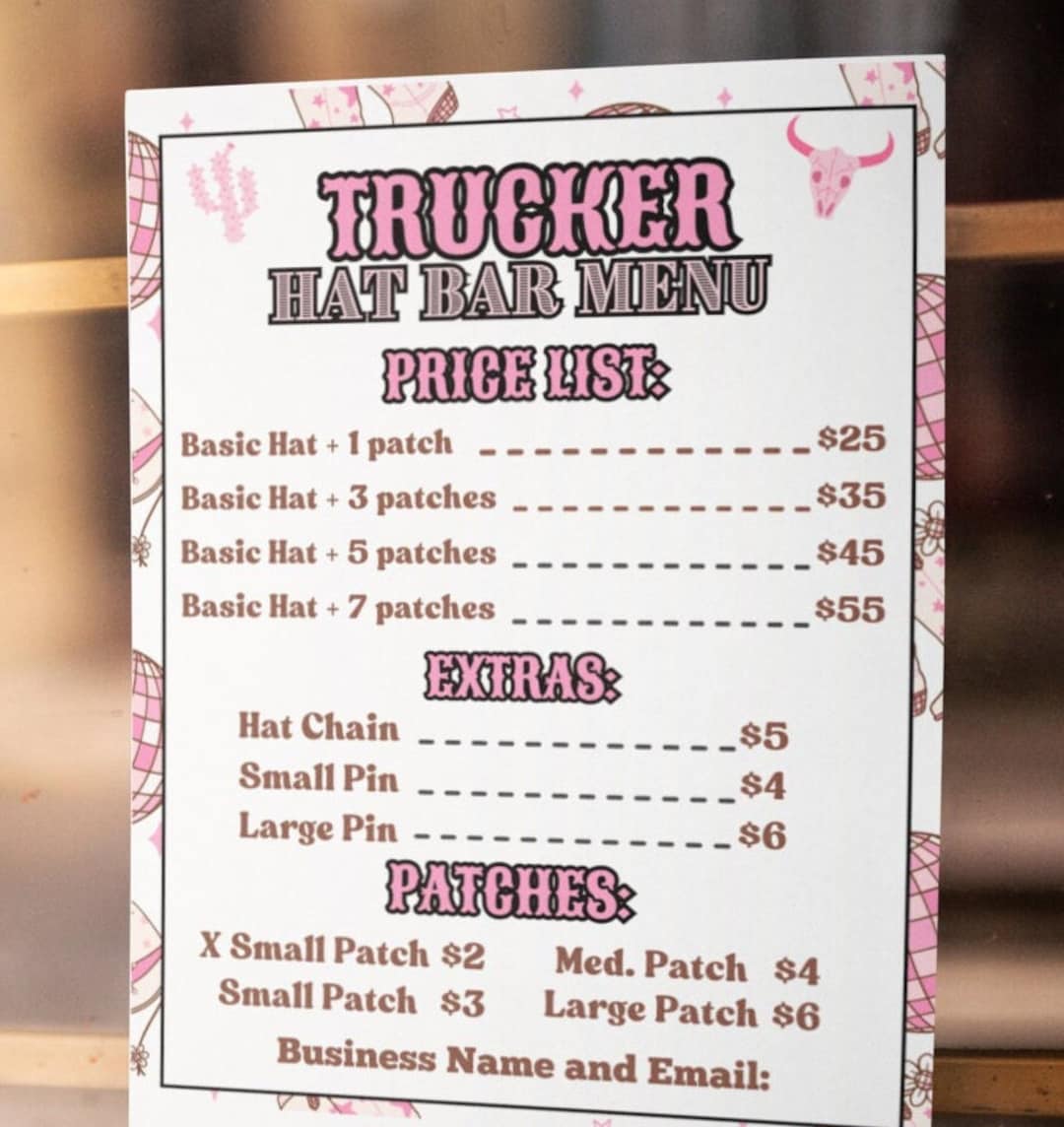 Trucker Hat Bar Template Bundle Customize Editable Canva Printable Pop up Shop Retro Themed ...