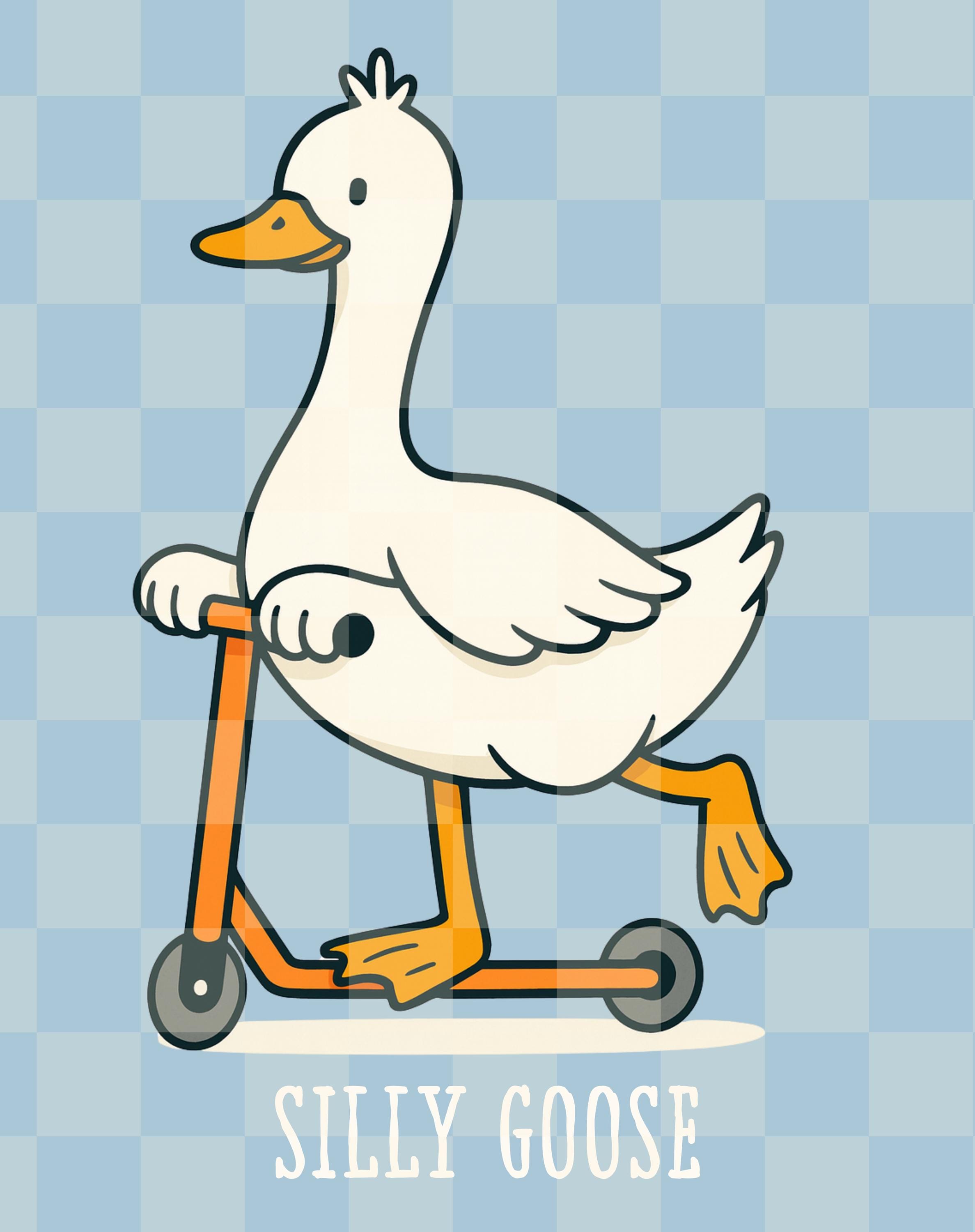 Silly Goose PNG, Funny Goose on a Scooter Graphic for T-shirts, Cute ...