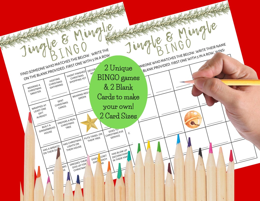 Christmas Mingle Bingo Printable Card Game Holiday Party Coworker ...