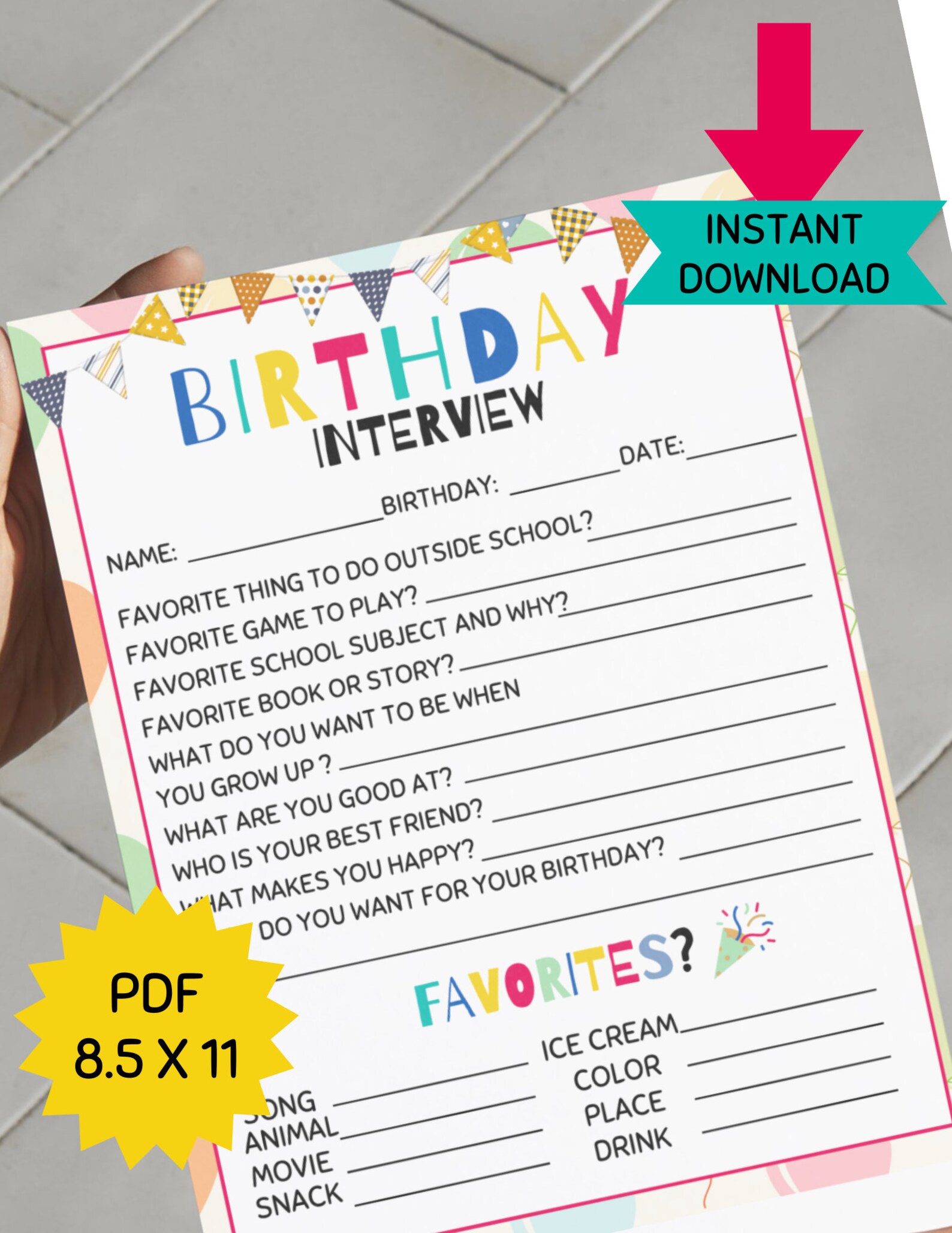 Kids Birthday Interview, Printable Keepsake Questions (PDF) - Etsy