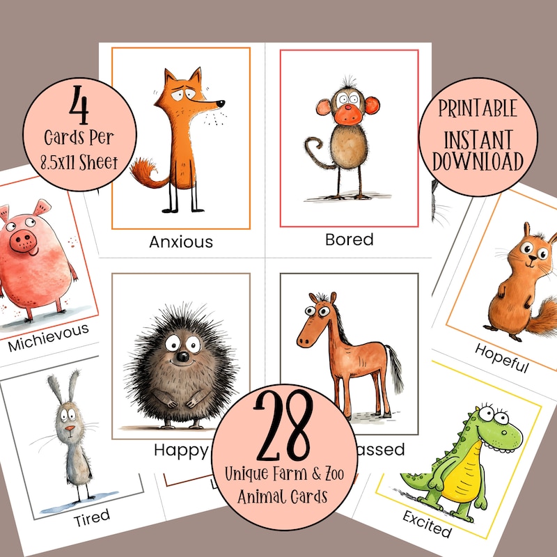 Feelings Chart Animals - Etsy