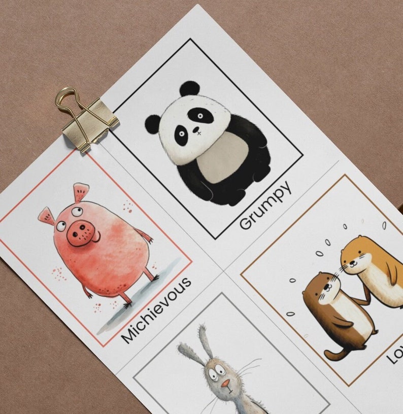 Printable Flashcards Preschool Emotions Cards Zoo Farm Animal Kid ...