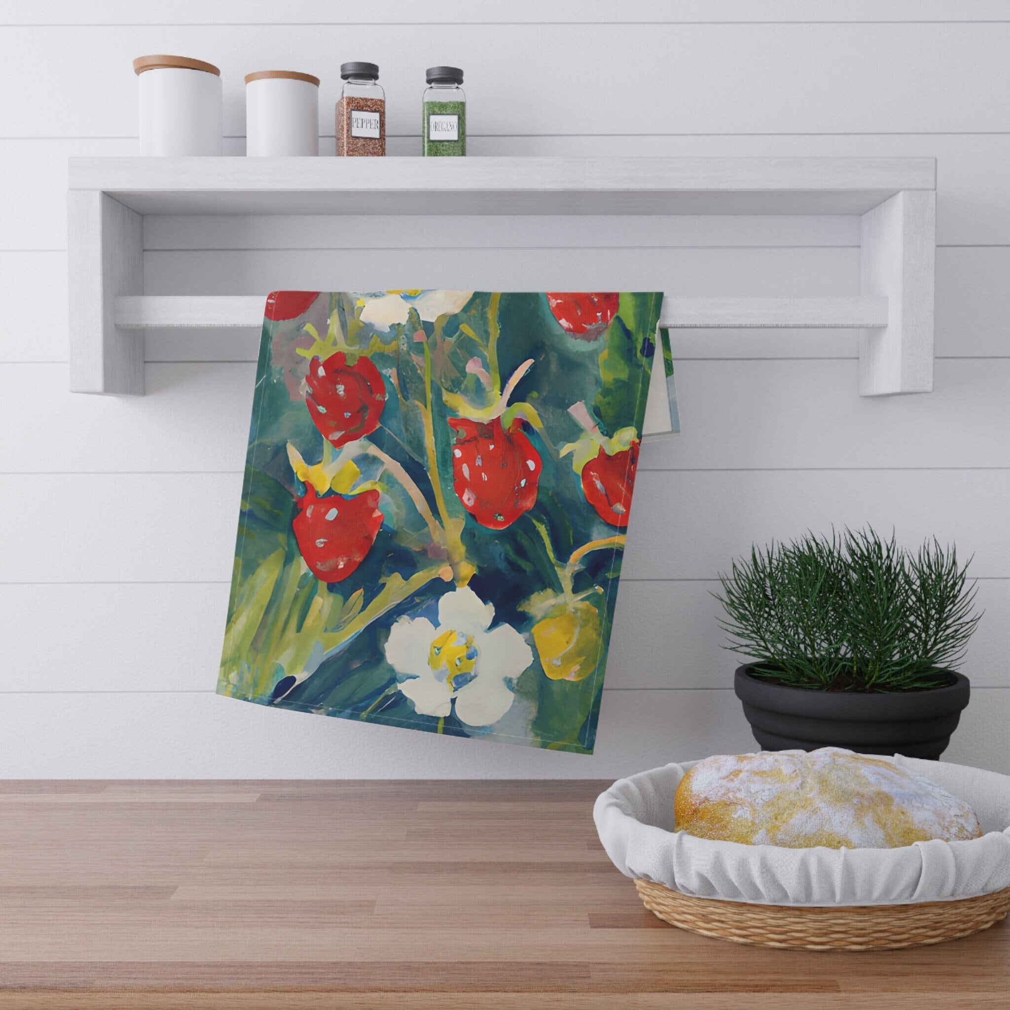 Strawberry Kitchen Towel Print Strawberry Summer Decor Spring Cute ...
