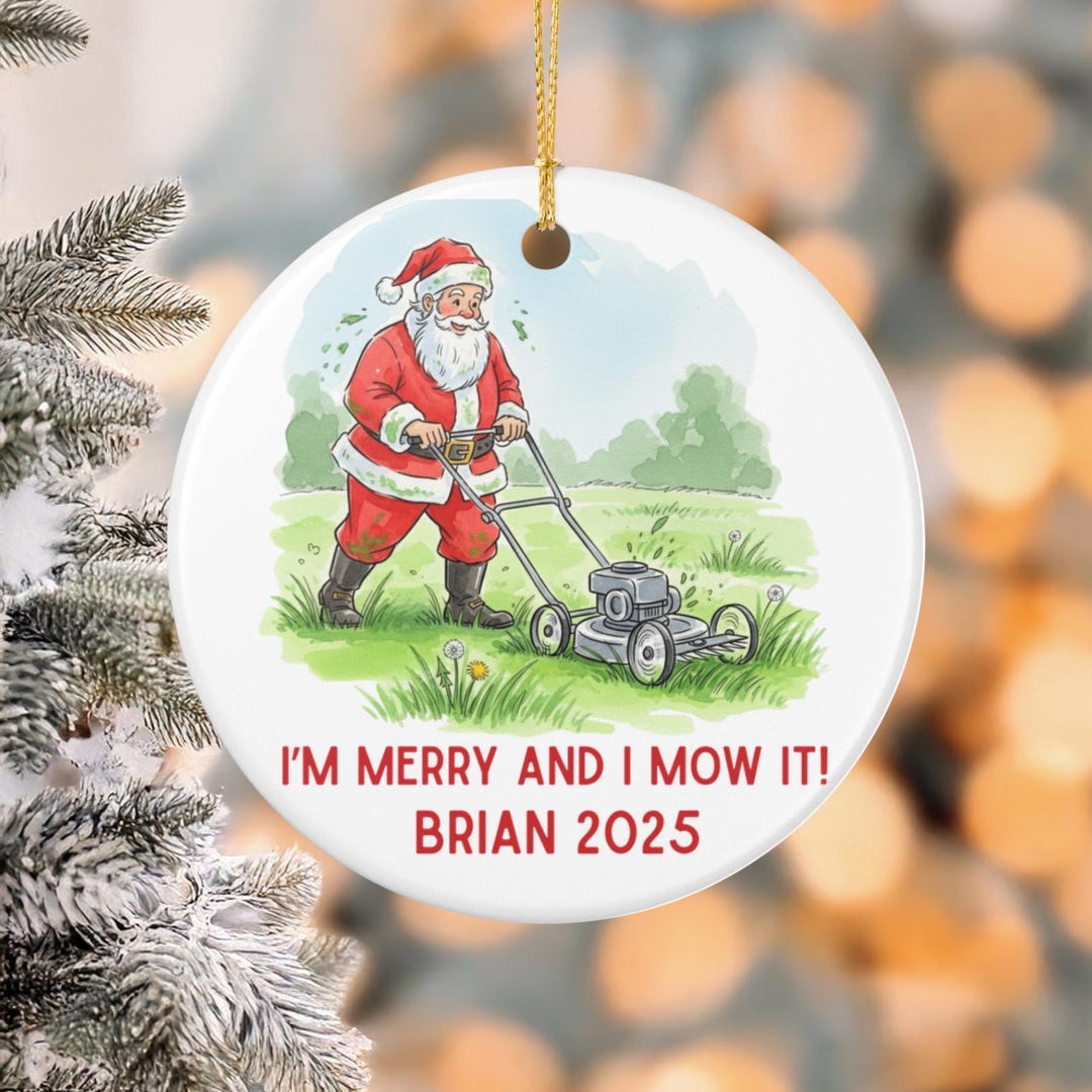Lawn Mower Ornament, Santa Personalized Keepsake, Christmas Yard ...