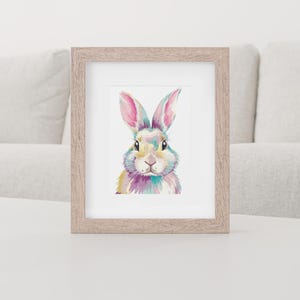 Bunny Brushstroke Poster - Cute Easter Bunny Rabbit Print for Animal ...