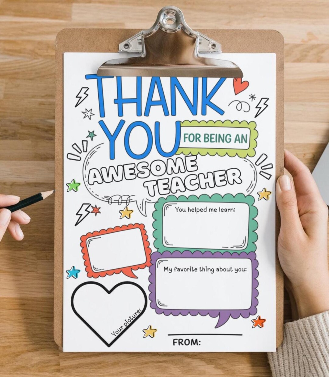 Personalized Teacher Thank You Letter, Printable Gift (instant Download ...