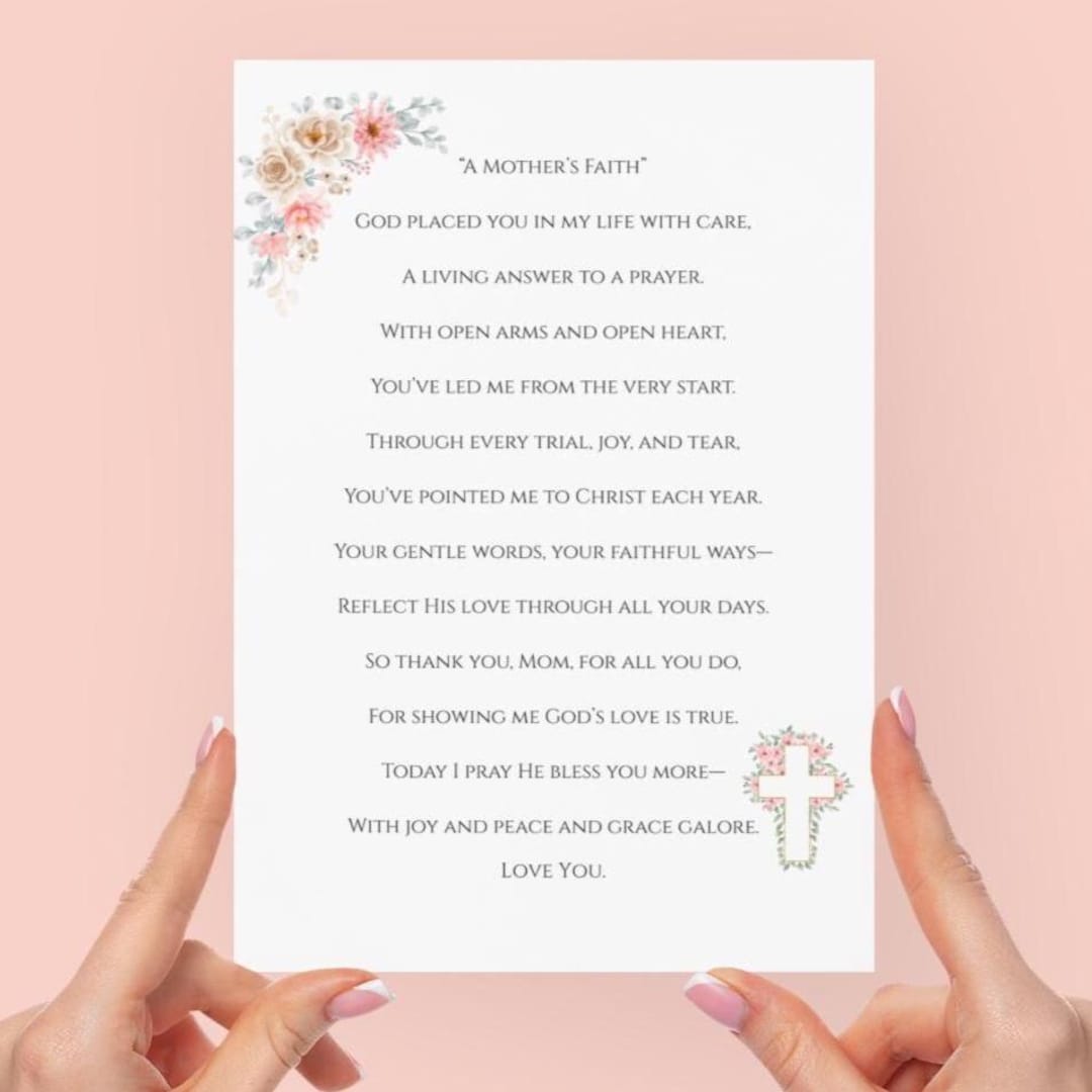 Moms Day Message, Inspirational Poem | Faithful Gift (PDF) - Etsy