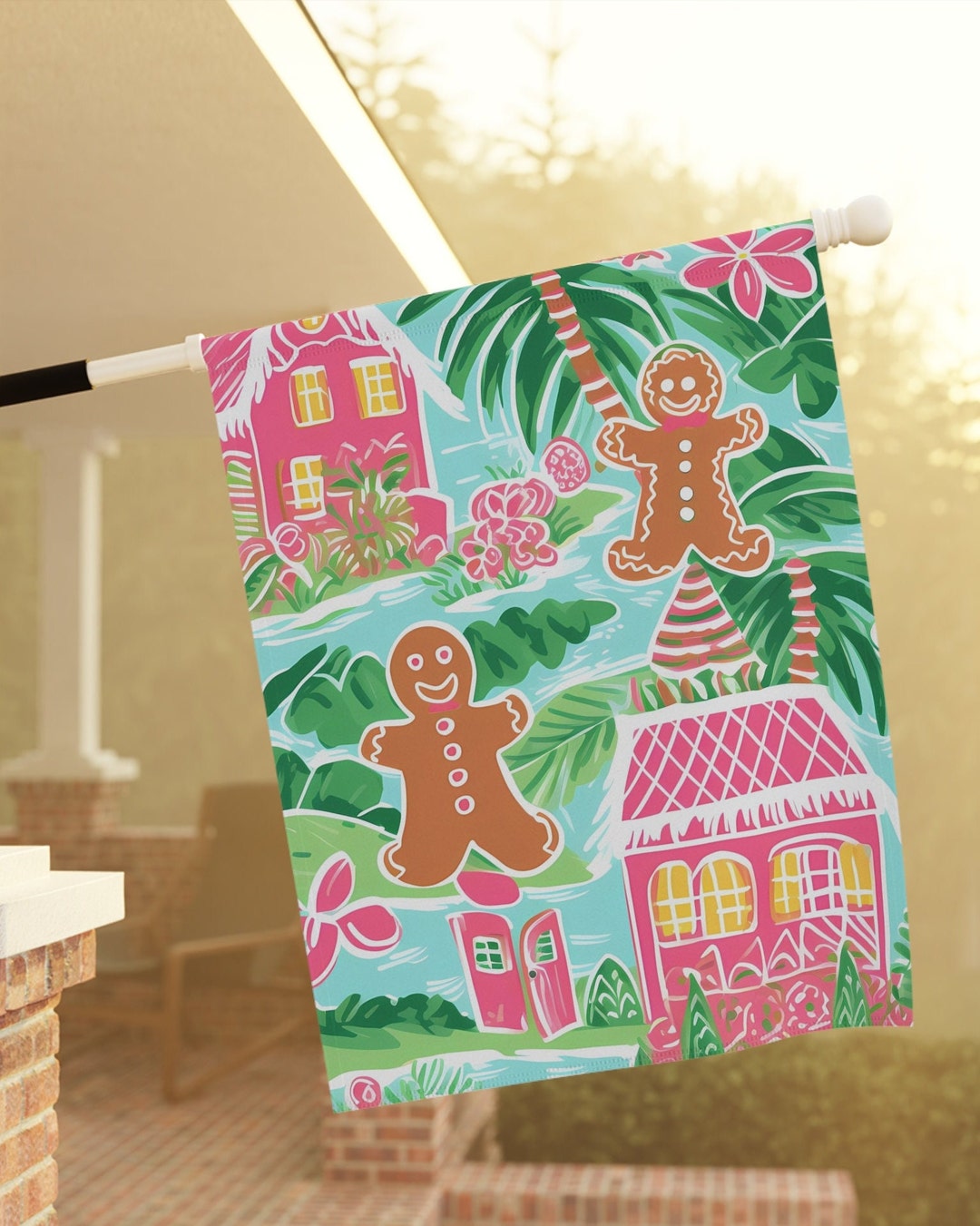 Gingerbread Flag, Preppy Yard Garden Banner Winter Holiday Porch Gift ...