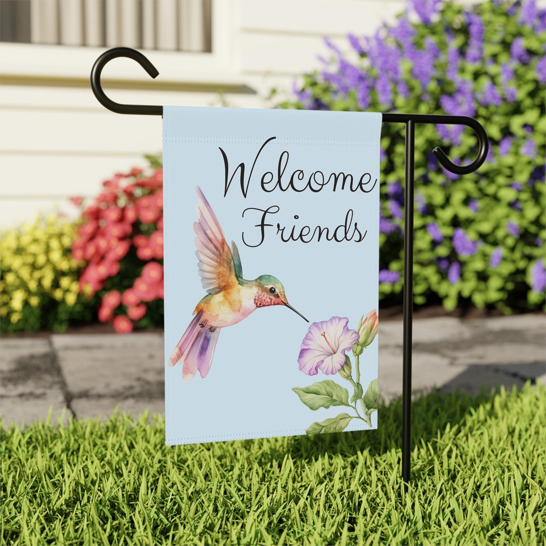 Custom Garden Flag, Hummingbird Gift Pastel Welcome Banner - Etsy