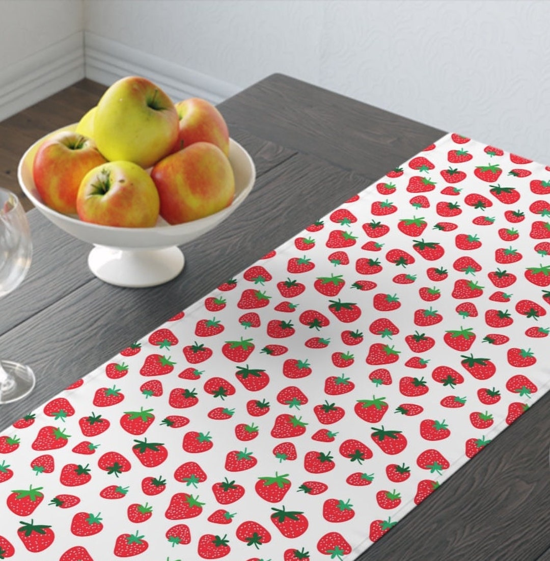 Kitchen Table Runner, Strawberry Decor Table Setting, Cotton Table ...