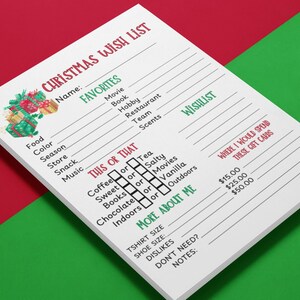 Christmas Wish List Printable, Coworker Gift Exchange (PDF) - Etsy