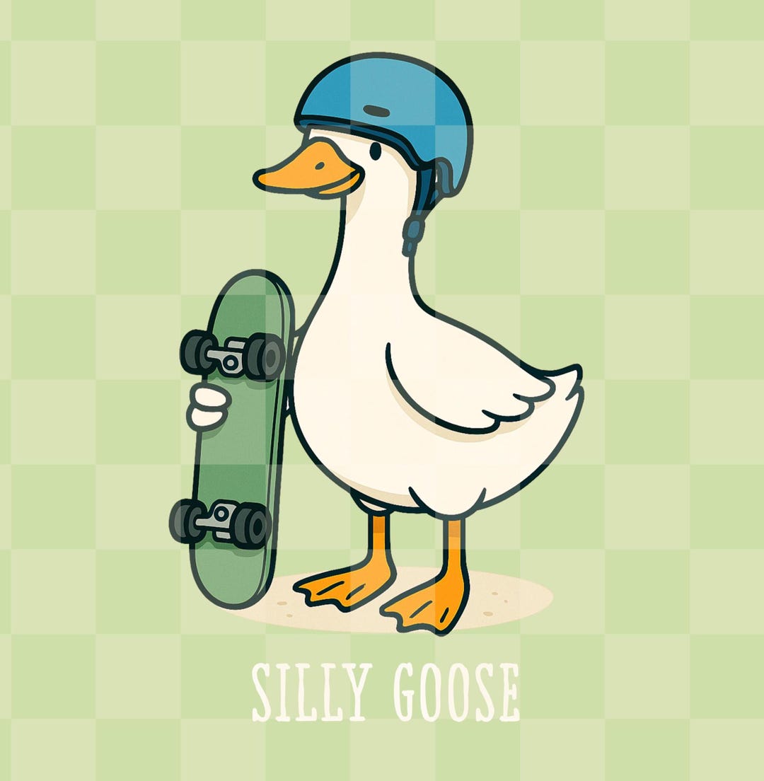 Silly Goose PNG, Skateboard Graphic, Bird Humor Clipart (digital ...