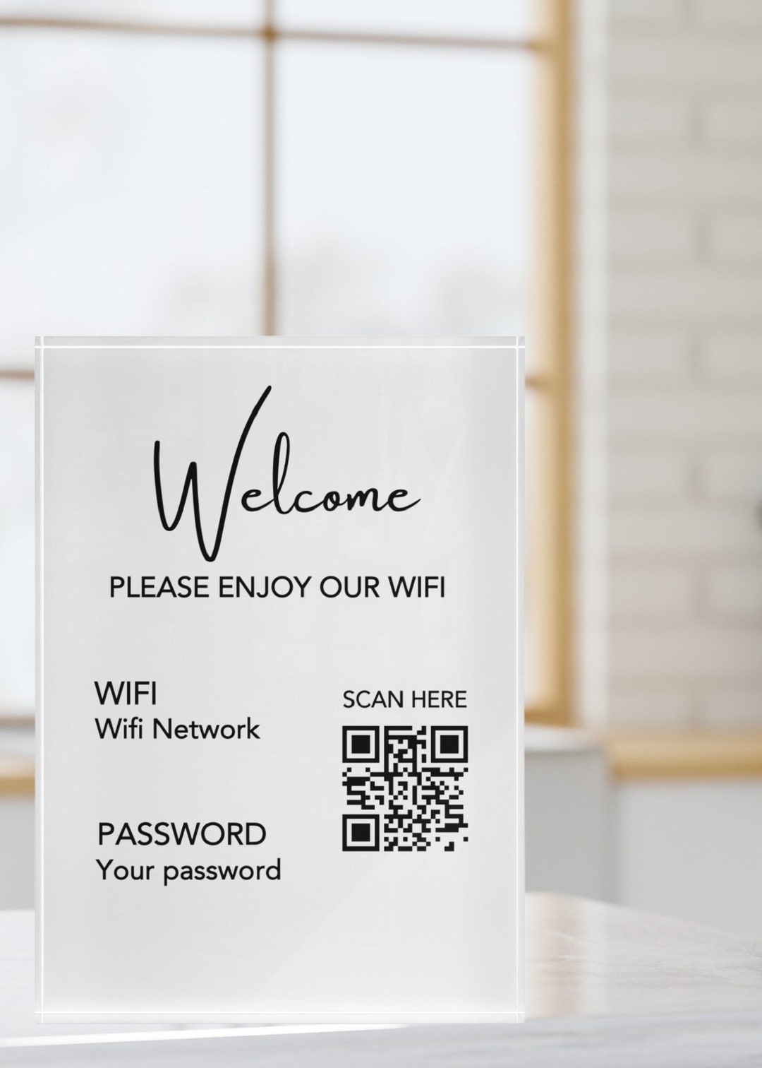 Sign for Wifi, Acrylic QR Code Display Password - Etsy