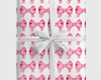 Coquette Gift Wrapping Paper in Pastel Cream With Pink Bows ...
