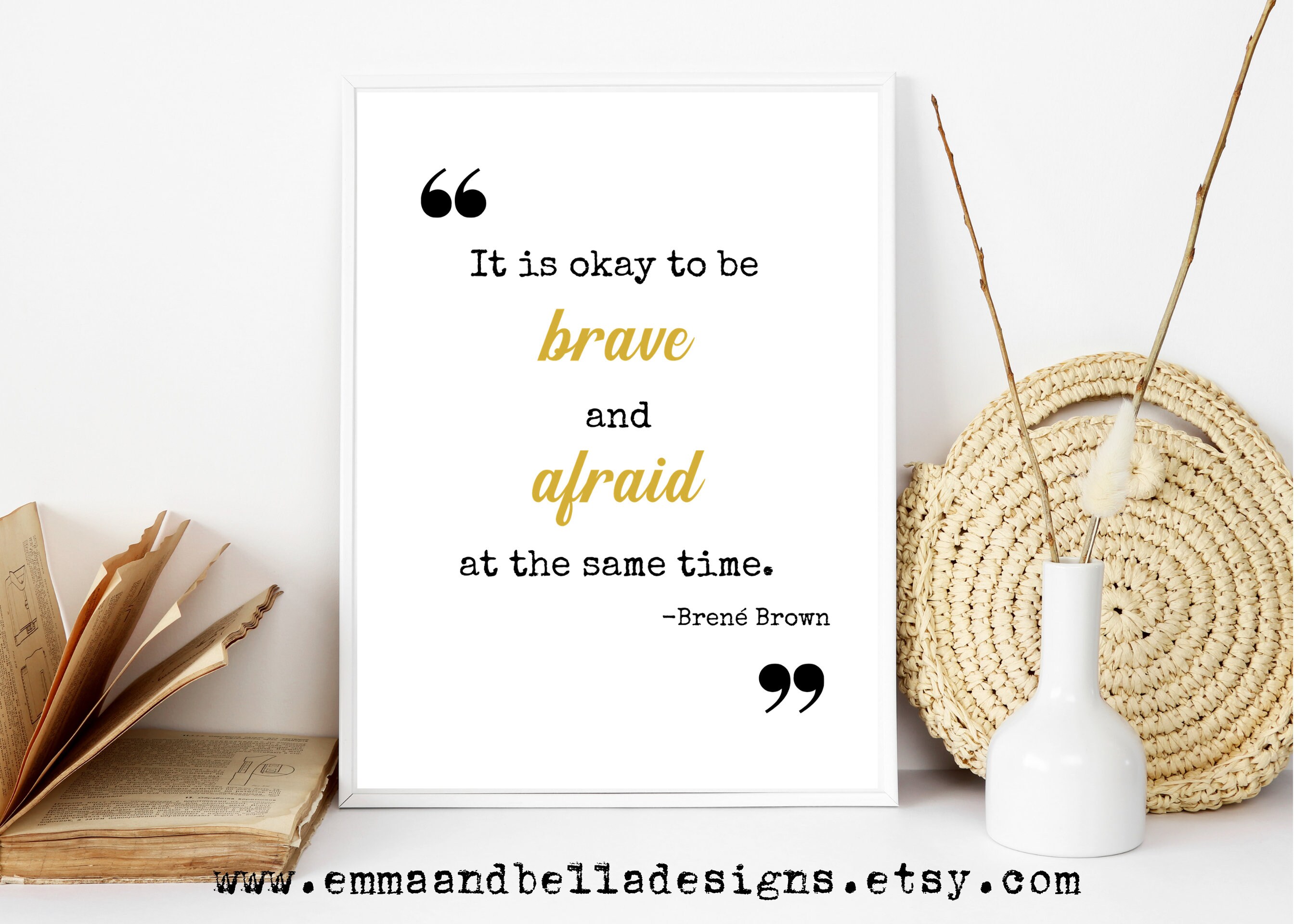 Brene Brown quote Brave bravery quote Printable Wall quote | Etsy