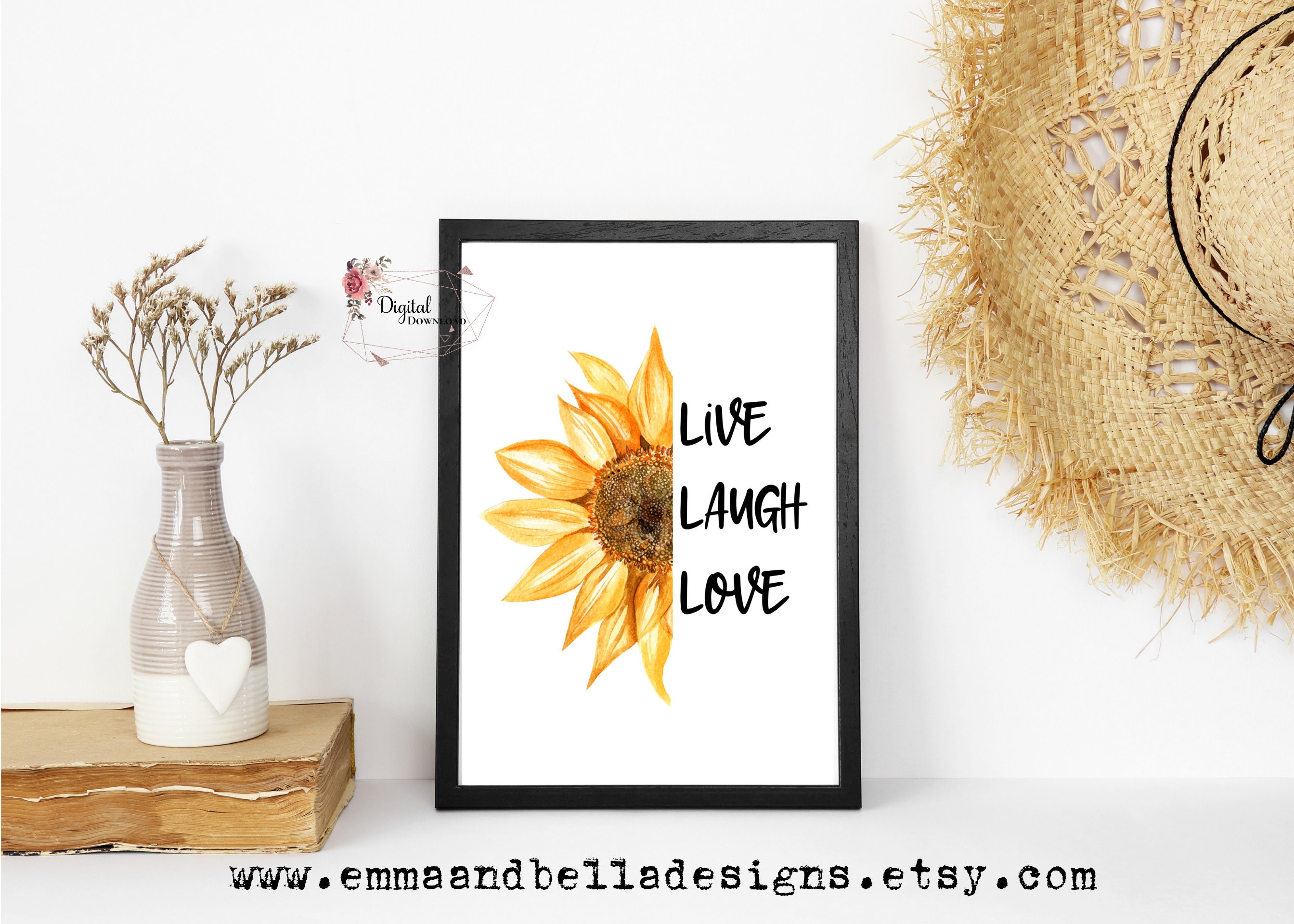 Live Laugh Love Live Laugh Love Print Sunflower Printable | Etsy