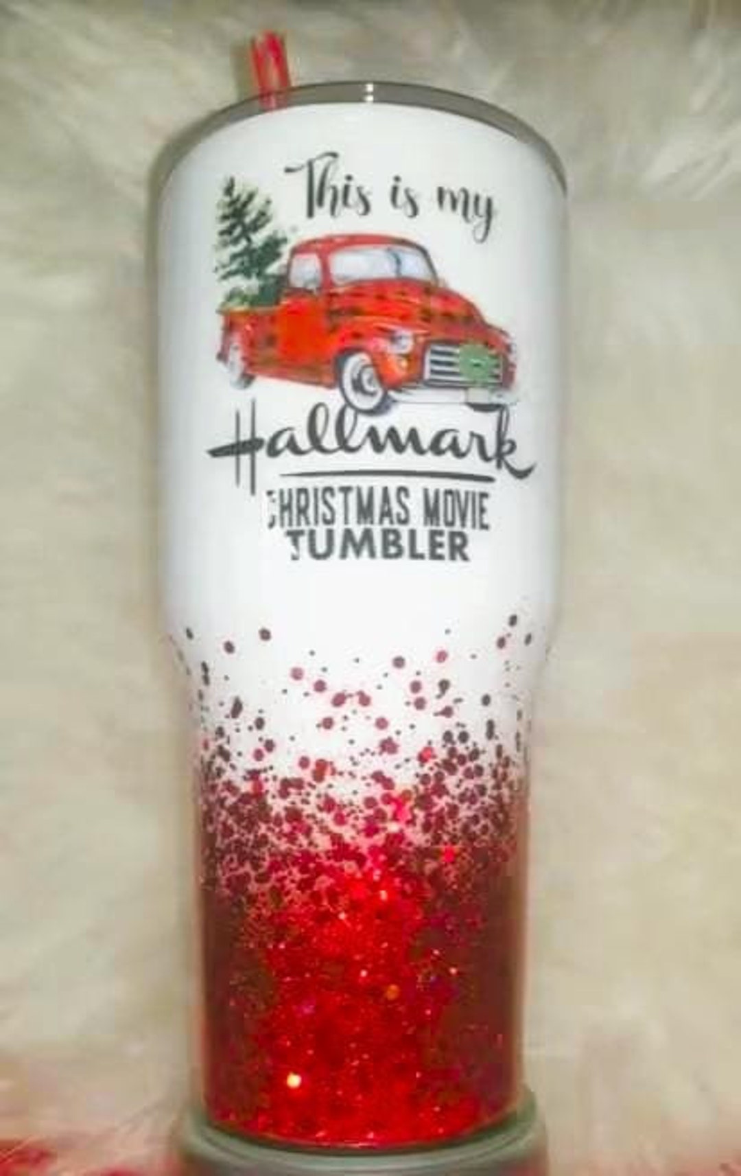 Christmas Tumbler/hallmark Glitter Tumber/holiday Tumbler/ - Etsy