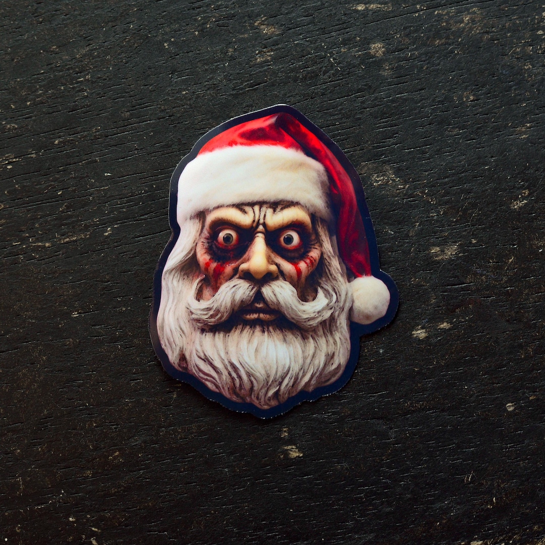 Spooky Santa Sticker | Horror Decal | Creepy Christmas | Evil Art ...