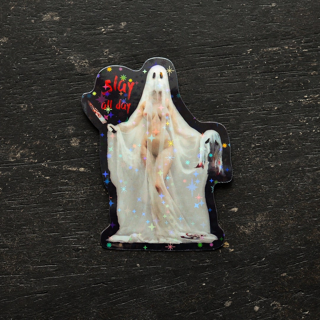 Sexy Ghost Sticker Nude Girl Slay All Day Vinyl Spooky Sexy Ghoul Boobs Ghost Pinup Funny ...