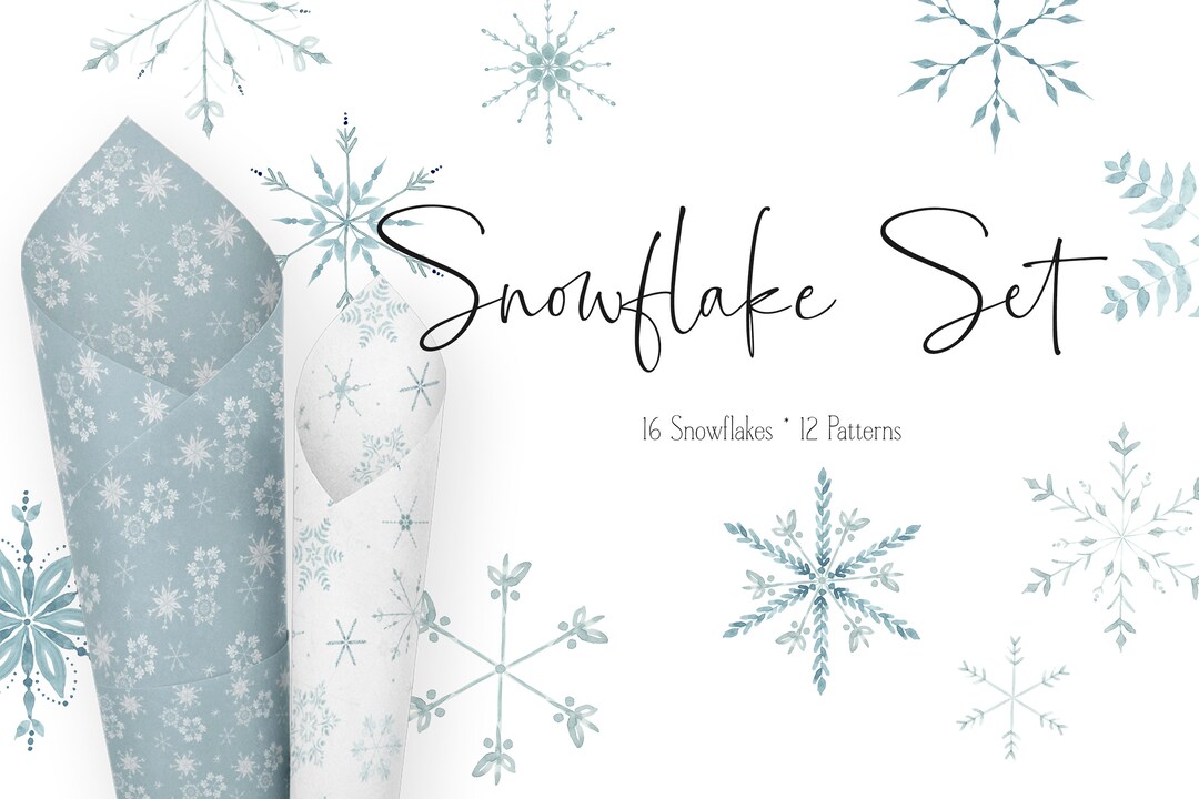Watercolor Snowflakes and Digital Pattern Papers INSTANT DOWNLOAD - Etsy