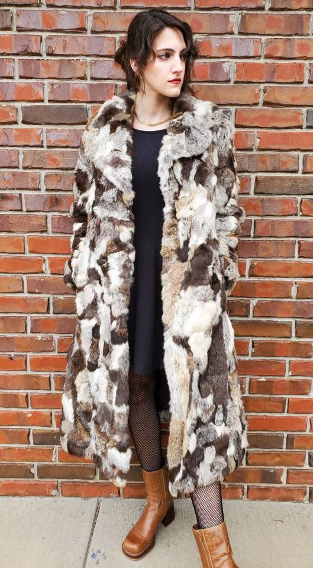 Rare Vintage Full Length Patchwork Rabbit Fur Coat - Etsy