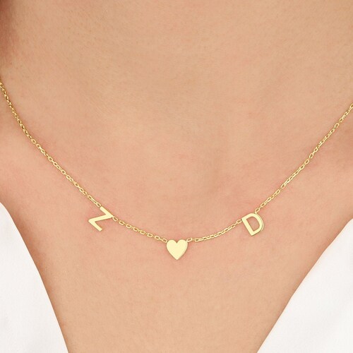 14K GOLD Necklace Personalized Name Necklace Initial - Etsy