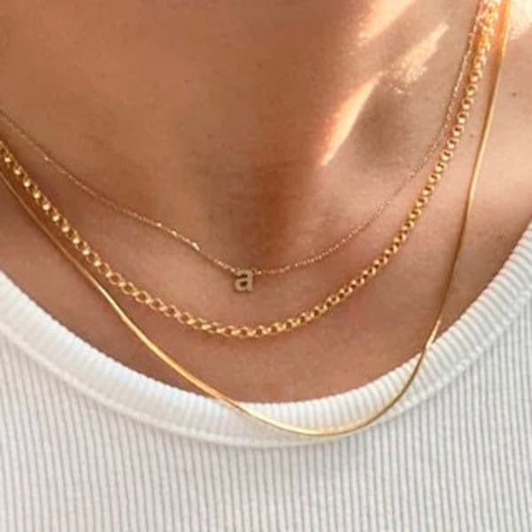 Gold Lowercase Initial Necklace - Etsy