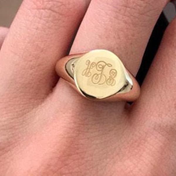 Monogram Signet Ring - Etsy