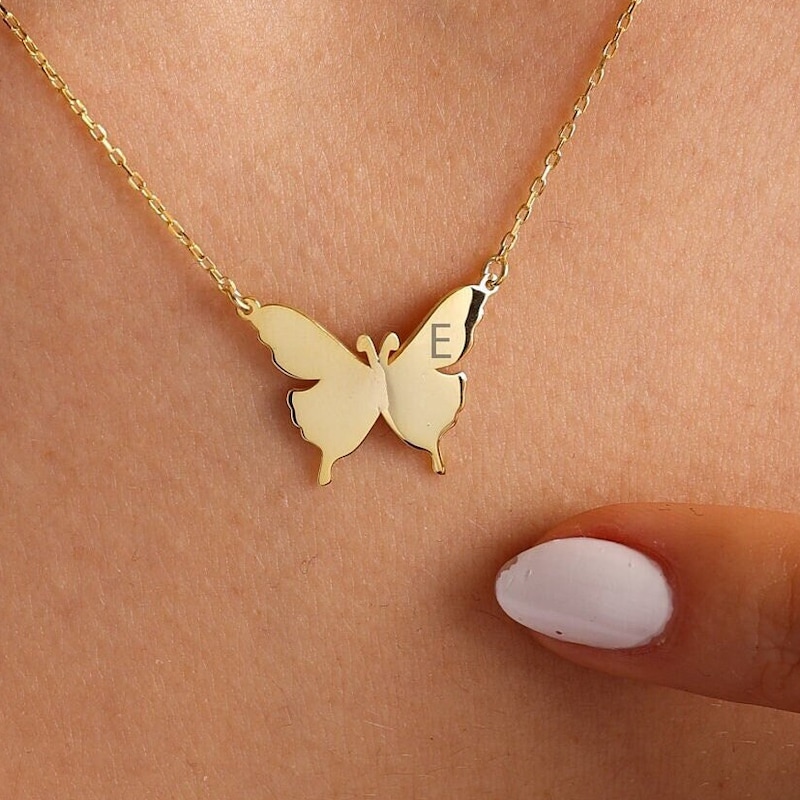 Butterfly Initial Necklace - Etsy