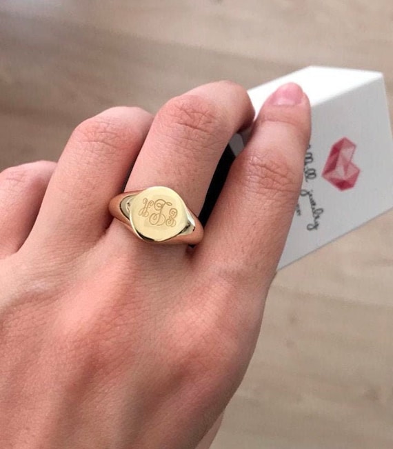 Gold Signet Ring Name Ring Family Ring Monogram Ring | Etsy