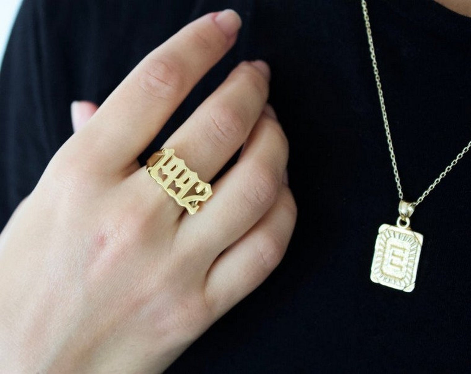 Year Ring Gold Signet Ring Birthday Date Ring - Etsy