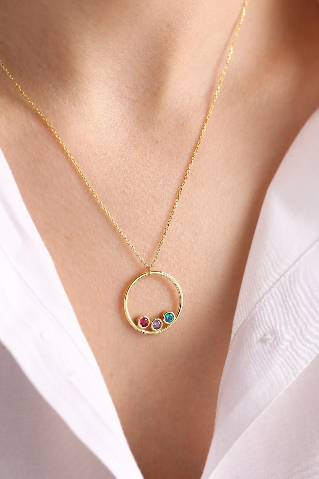 Personalized Birthstone Necklace , Birthstone Necklace ,family Necklace ...