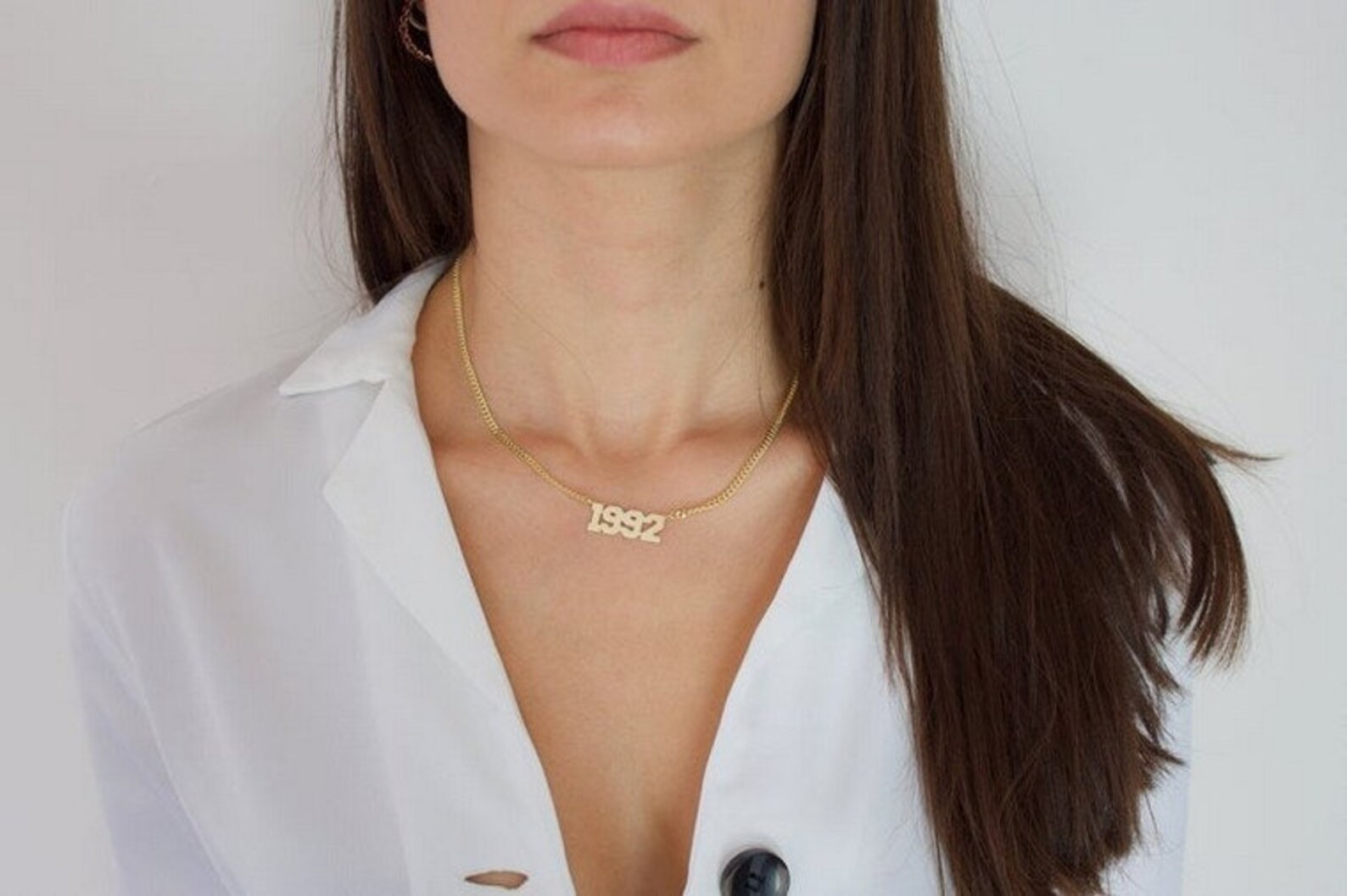 Year Necklace , Date Necklace , Gold Name Necklace , Personalized ...