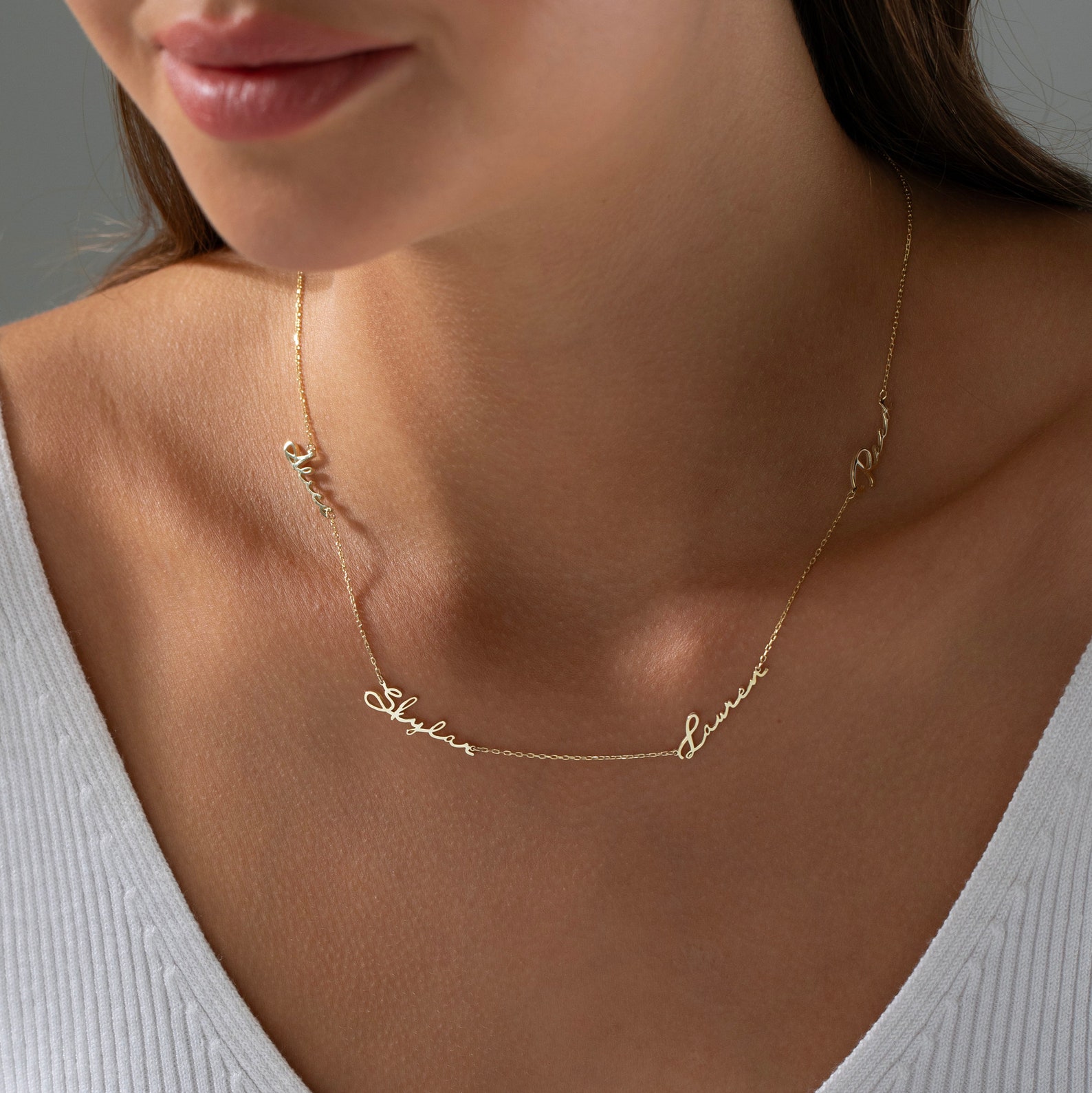 Multiple Name Necklace, Family Necklace, Children Names Necklace, Mom ...